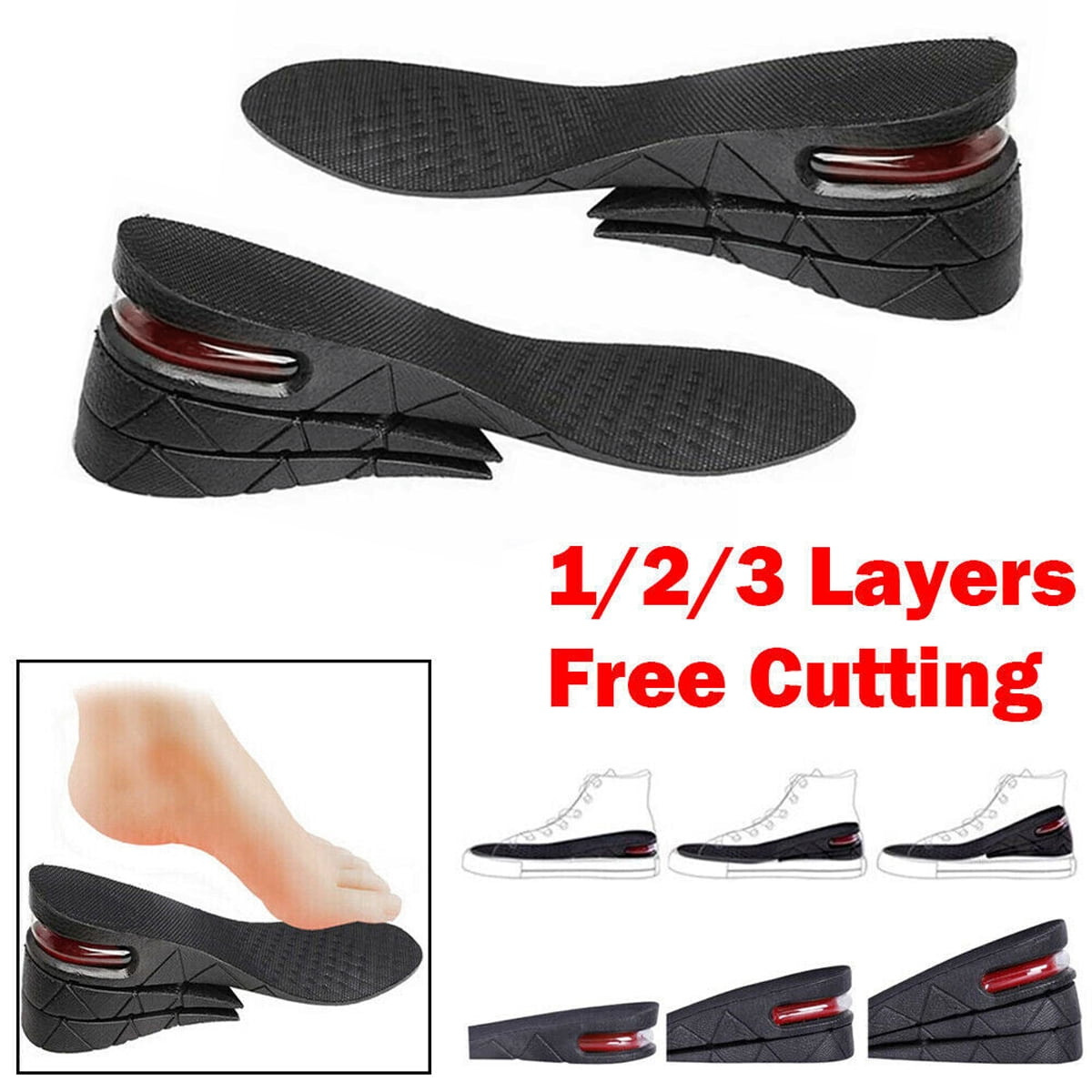 Shoe Lifts for Men and Women 3-Layer Air up Height Increase Elevator ...