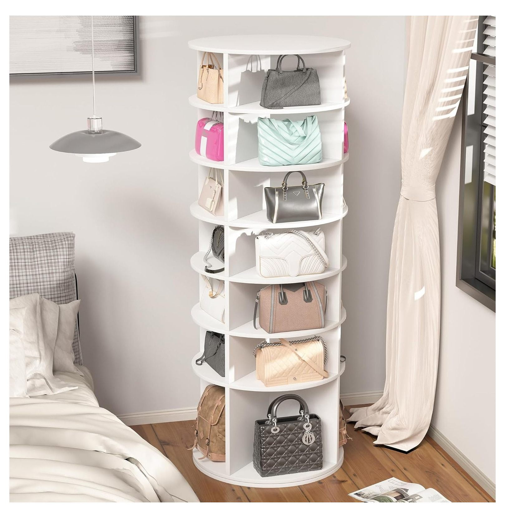 Shoe Organizer, 7 Tier Rotating Shoe Rack Tower, Spinning Shoe Display ...