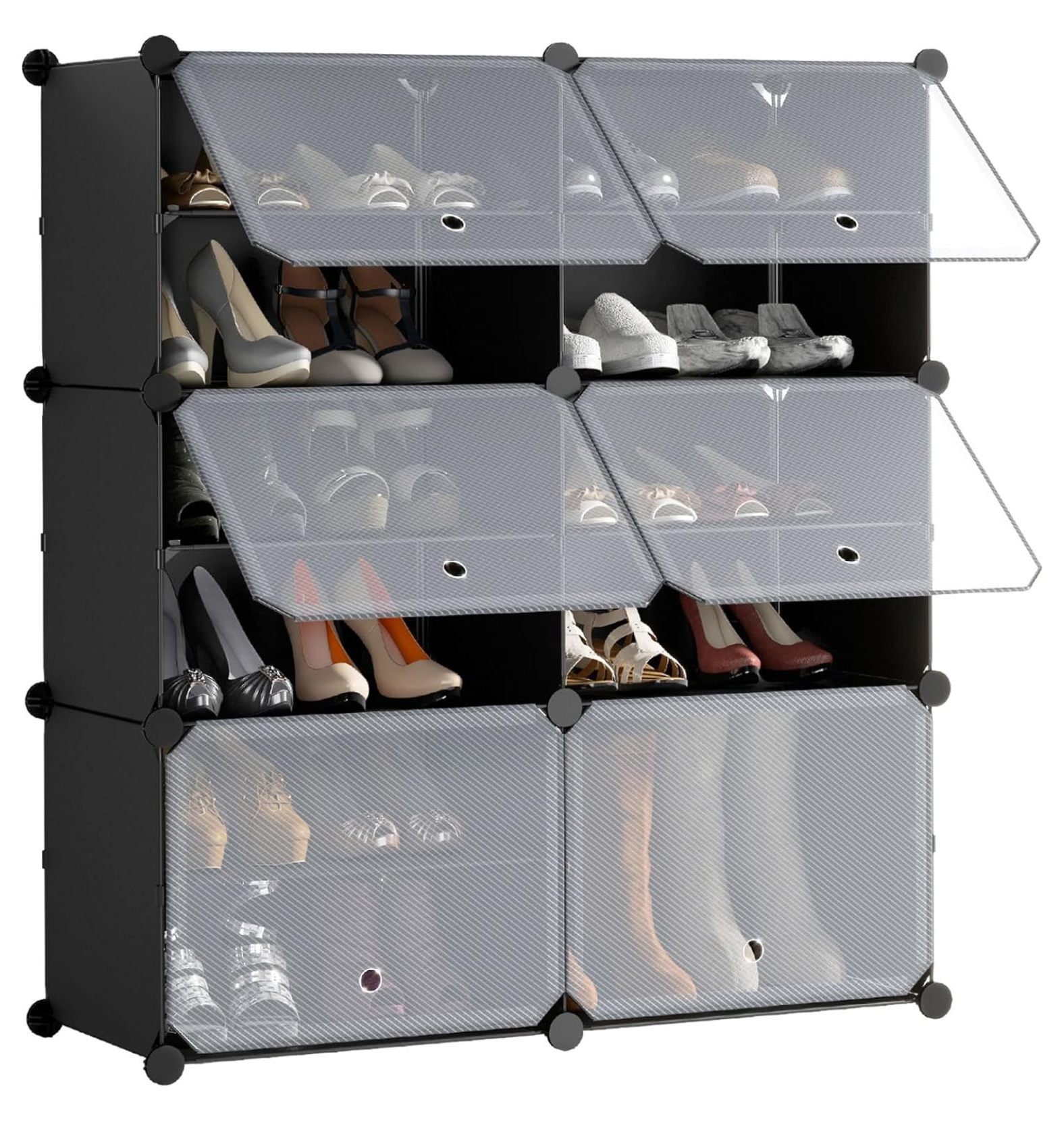 Shoe Organizer Cabient, 6 Cube 12 Tiers Shoe Rack with Door, 24 Pairs ...