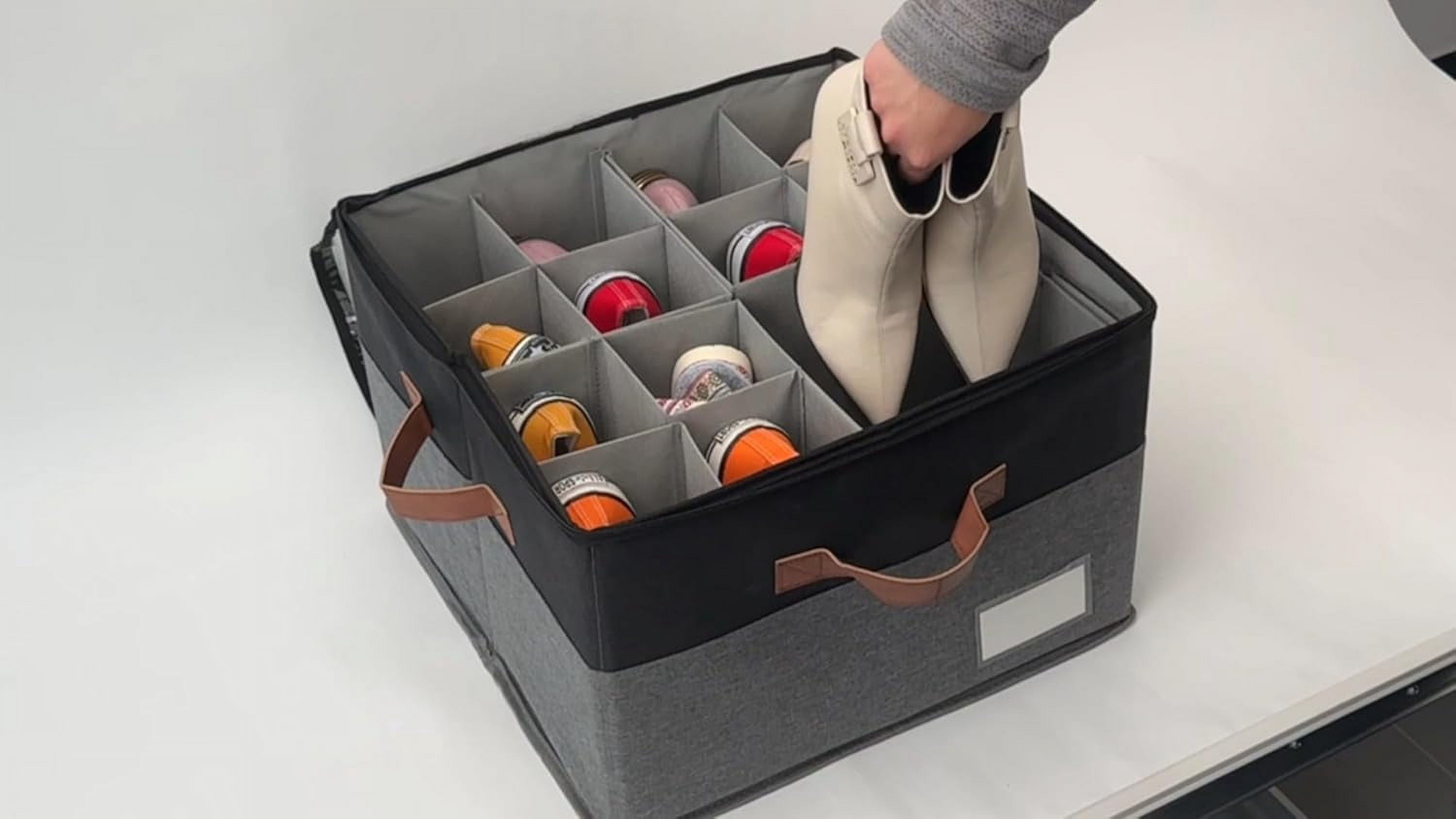 Shoe Organizer for Closet, Adjustable Shoe Box Storage Containers ...