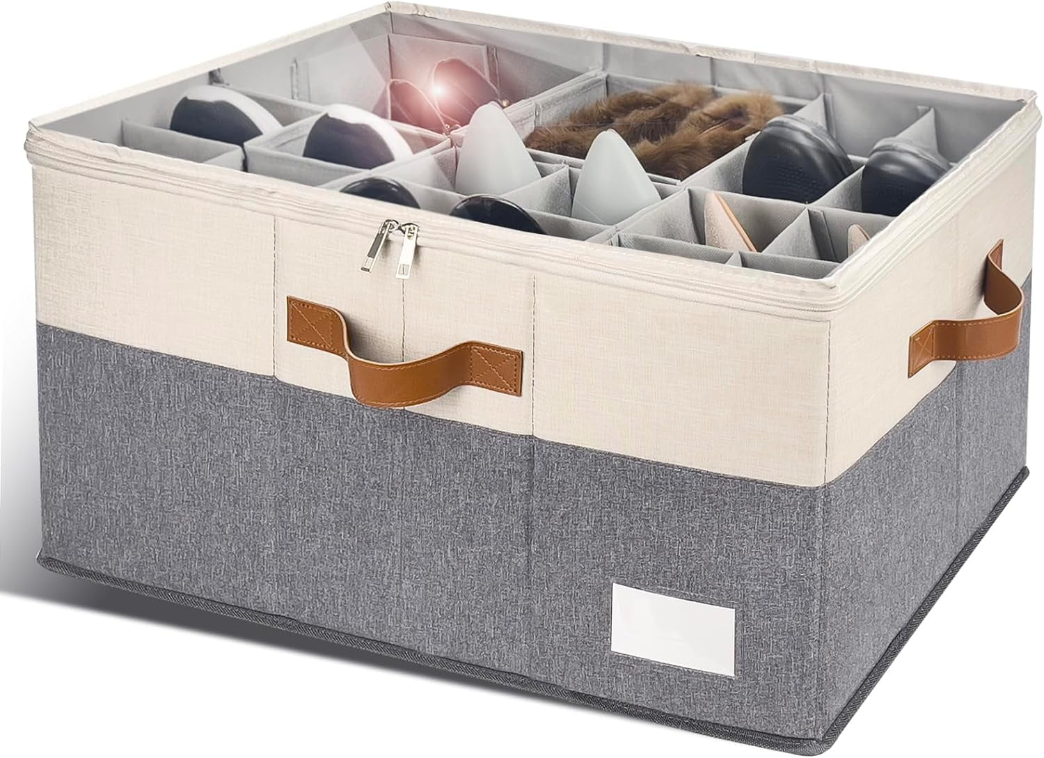 Shoe Organizer for Closet, Foldable Shoe Storage Bins with Clear Cover ...