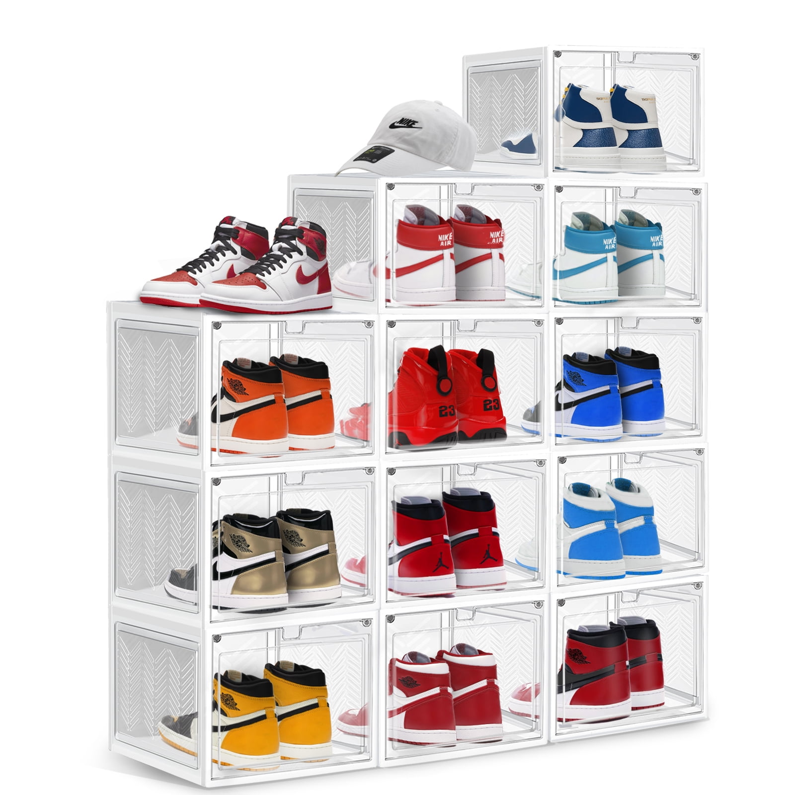 Shoe Organizer with Hard & Thick Plastic Board Shoe Storage Boxes Fits ...