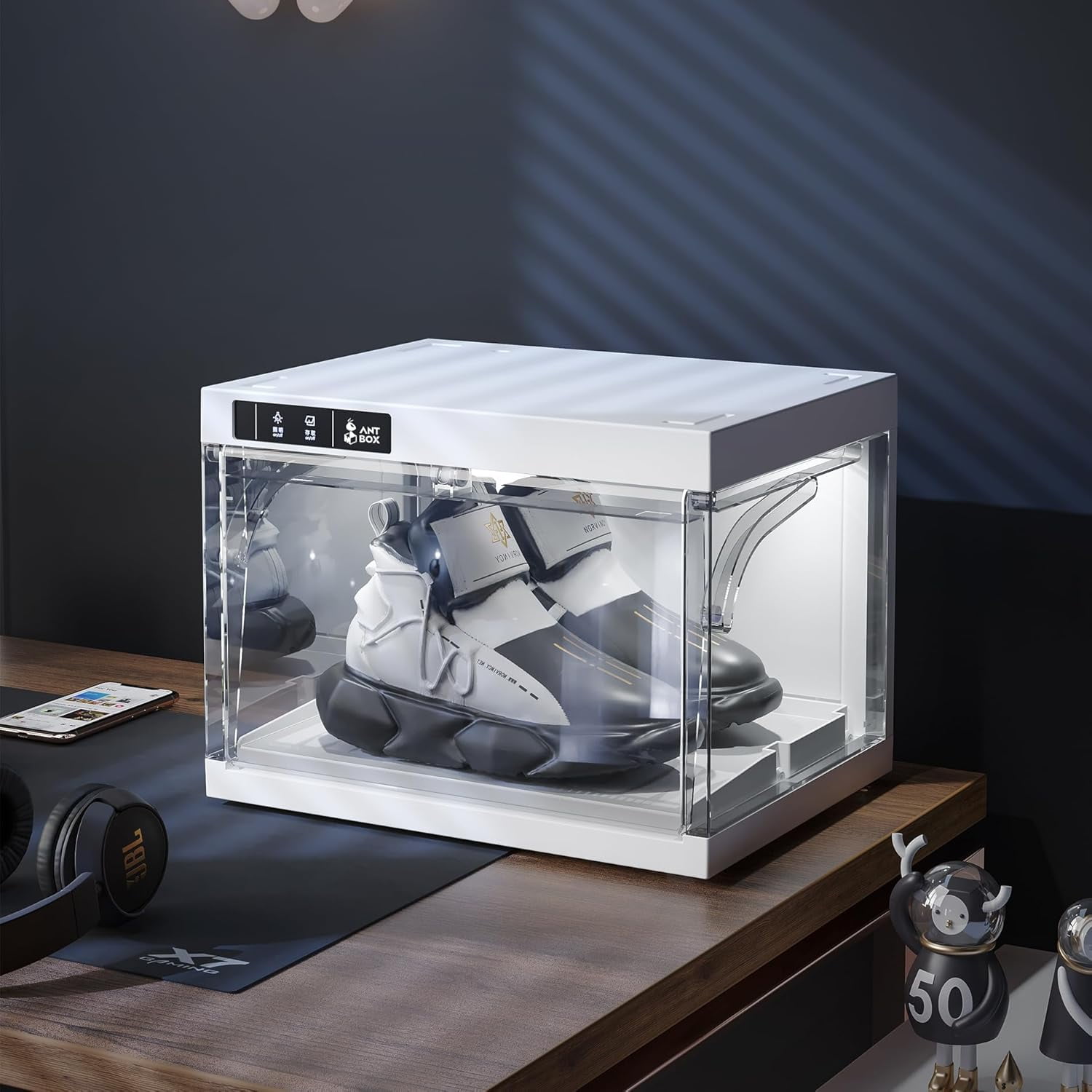 Shoe Organizer LED Smart Control,Auto-Shoe Boxes Clear Plastic ...