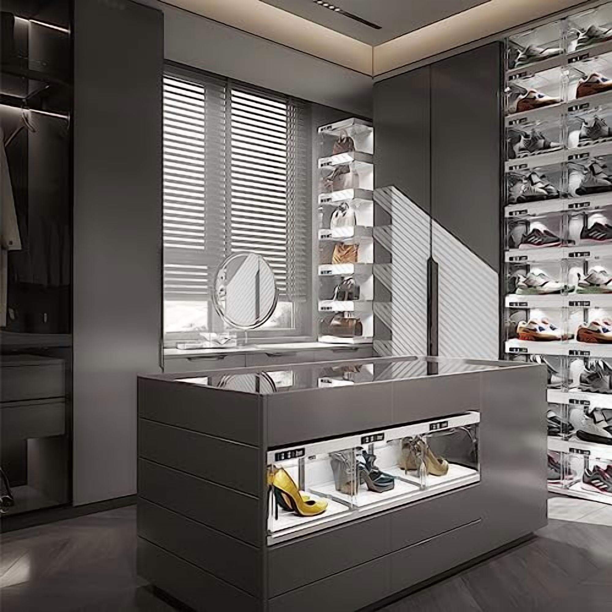 Shoe Organizer LED Smart Control,Auto-Shoe Boxes Clear Plastic ...