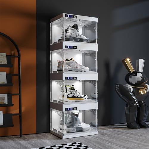 Shoe Organizer LED Smart Control,Auto-Shoe Boxes Clear Plastic ...
