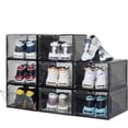 Shoe Organizer, Shoe Storage Box with Clear Magnetic Door, Stackable ...