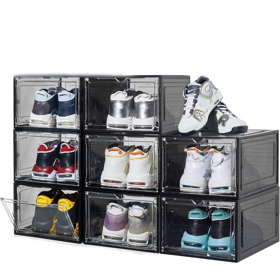 Shoe Organizer, Shoe Storage Box with Clear Magnetic Door, Stackable ...