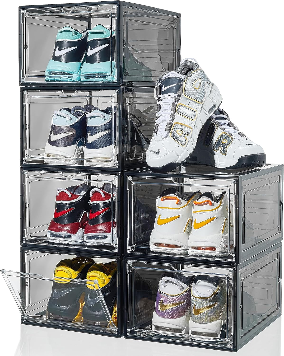 Shoe Organizer Shoe Storage Boxes, 6 Pack Large Drop Front Shoe Boxes ...