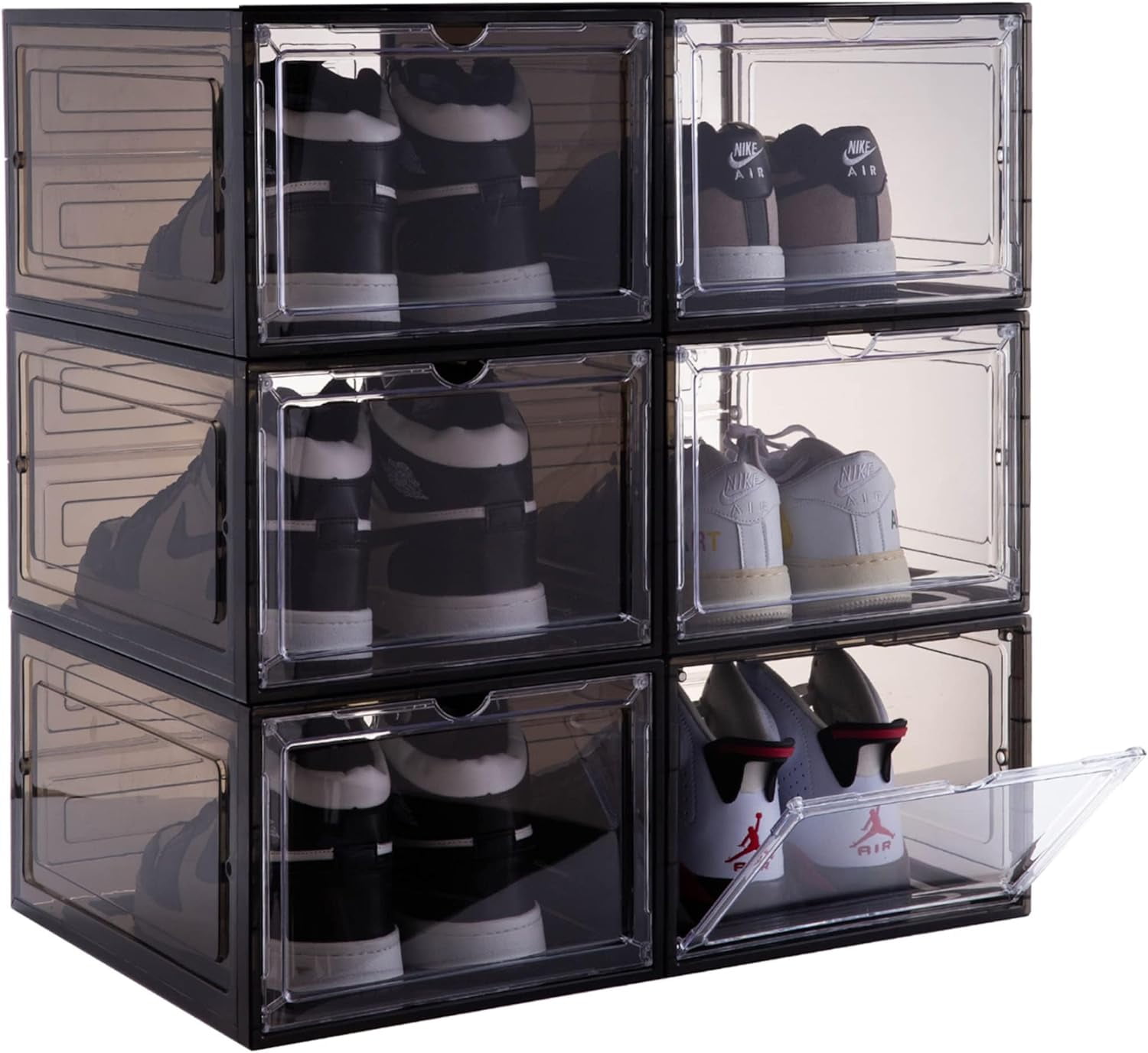 Shoe Organizer Shoe Storage Boxes, 6 Pack Large Drop Front Shoe Boxes ...