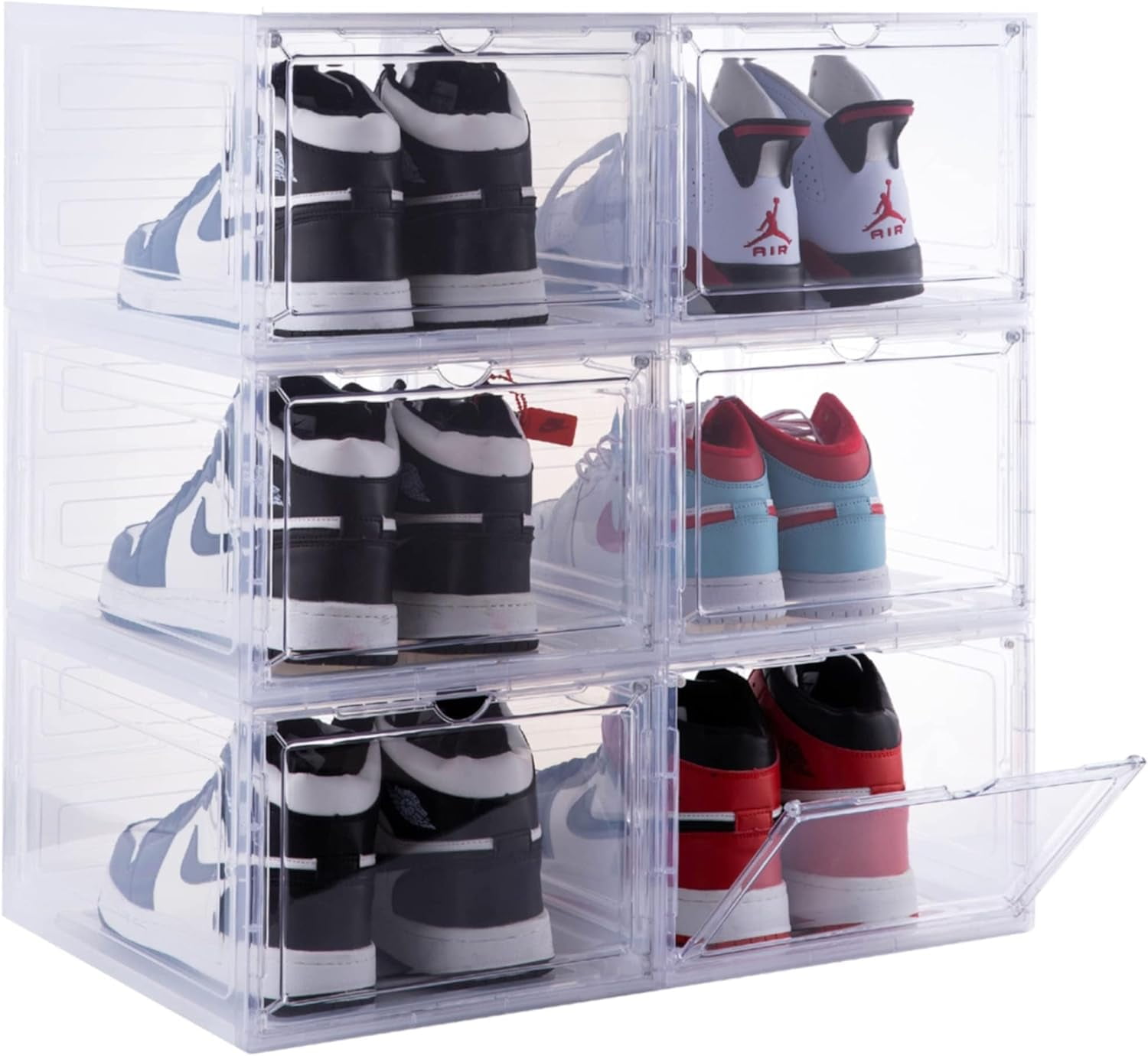 Shoe Organizer Shoe Storage Boxes, 6 Pack Large Drop Front Shoe Boxes ...