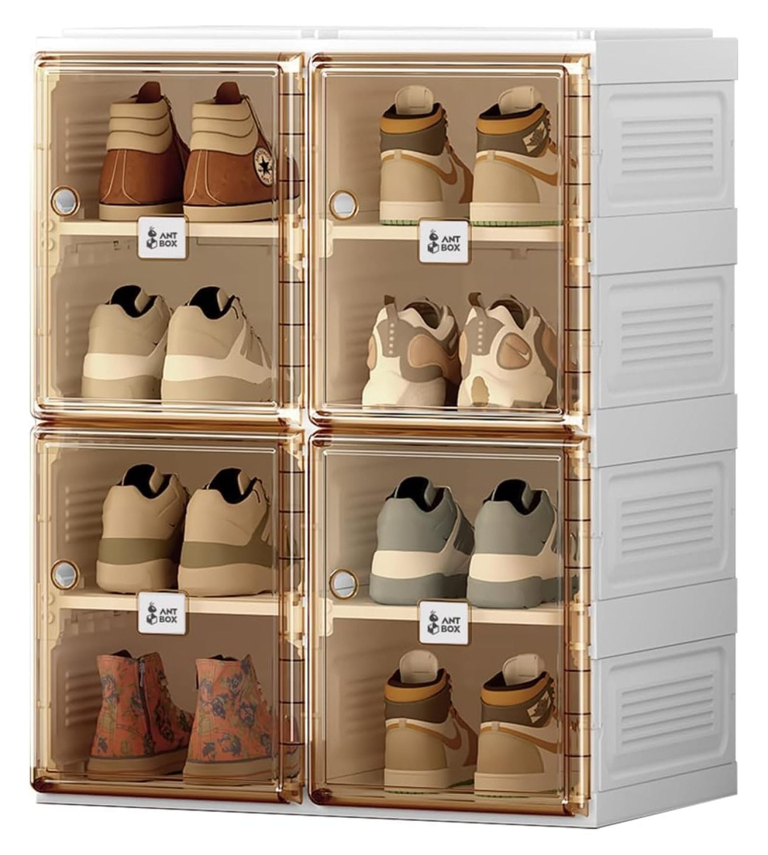Shoe Organizer Storage Box, Portable Folding Shoe Rack for Closet with Magnetic Clear Door,Large ...