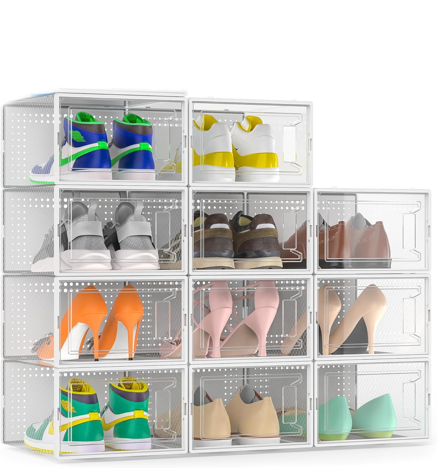 Shoe Organizer Storage Boxes, Modular Space Saving Shoe Boxes Clear ...
