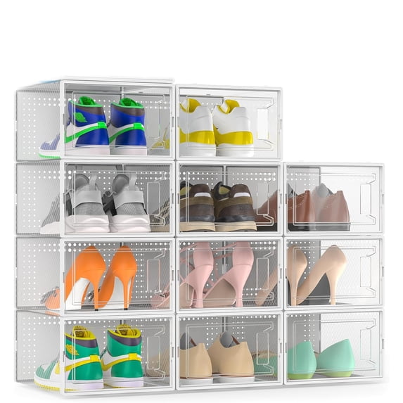 Shoe Organizer Storage Boxes, Modular Space Saving Shoe Boxes Clear ...