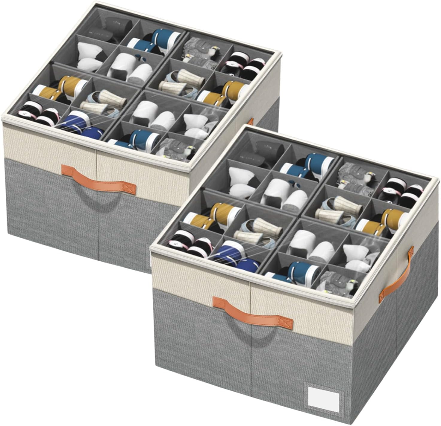 Shoe Organizer for Closet,2 Foldable Shoe Storage Organizer Box Bin ...