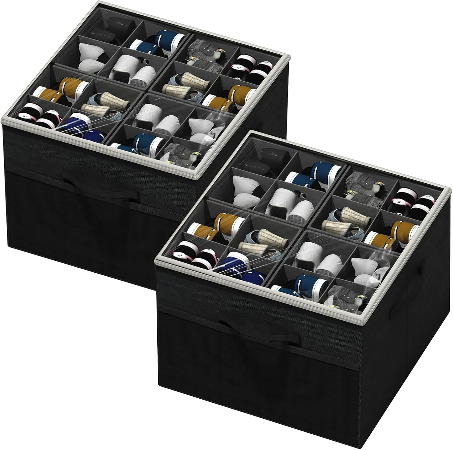 Shoe Organizer for Closet,2 Foldable Shoe Storage Organizer Box Bin ...