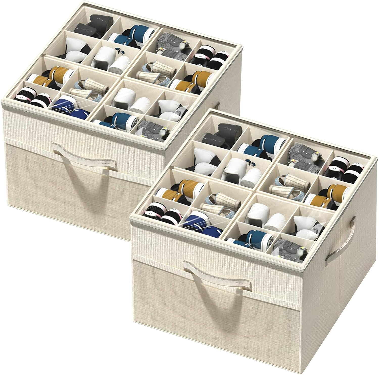 Shoe Organizer for Closet,2 Pack Foldable Shoe Storage Organizer Box ...