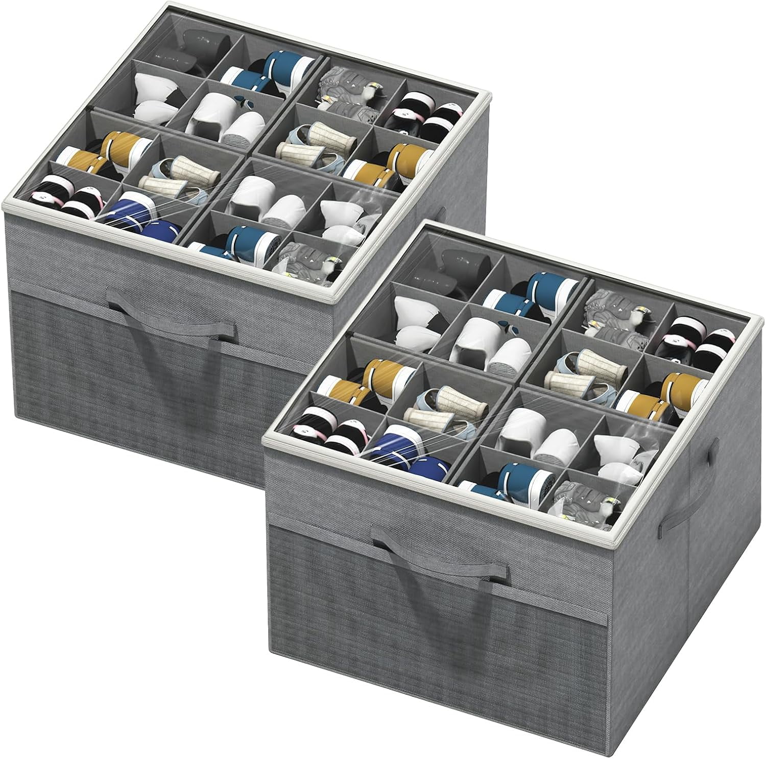 Shoe Organizer for Closet,2 Pack Foldable Shoe Storage Organizer Box ...