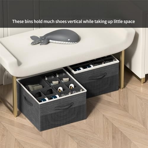 Shoe Organizer for Closet,2 Pack Foldable Shoe Storage Organizer Box ...