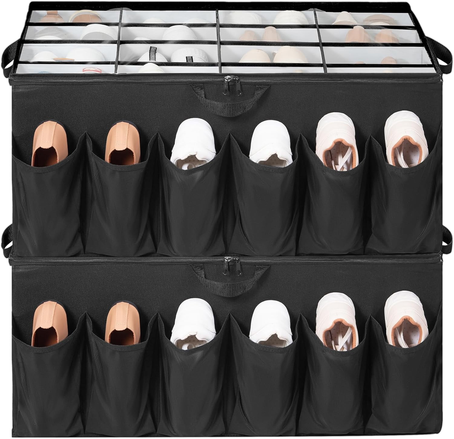 Shoe Organizer for Closet, Shoe Storage Solution with Clear Cover ...