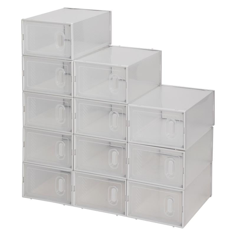 Shoe Organizer for Closet for Men, 12 Pack Clear Plastic Stackable Shoe ...