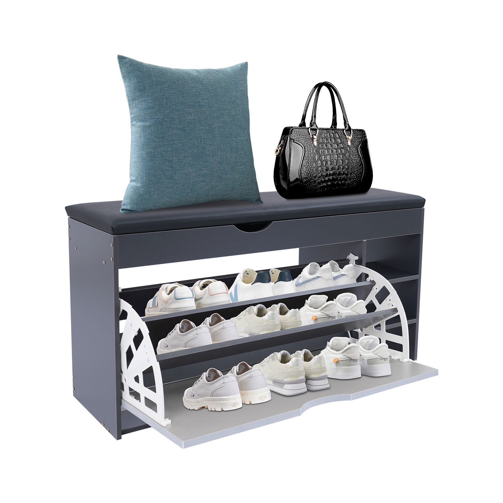 Shoe Organizer for Entryway, Rectangle Shoe Storage Stool for Entryway ...