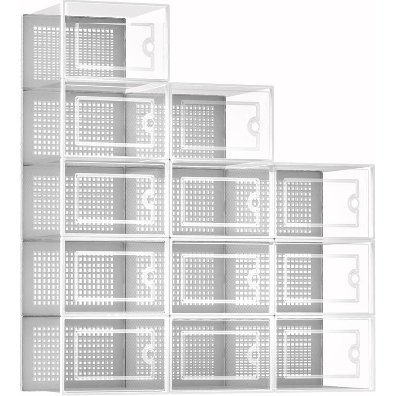 Shoe Organizers Storage Boxes for Closet, 12 Pack Clear Plastic ...