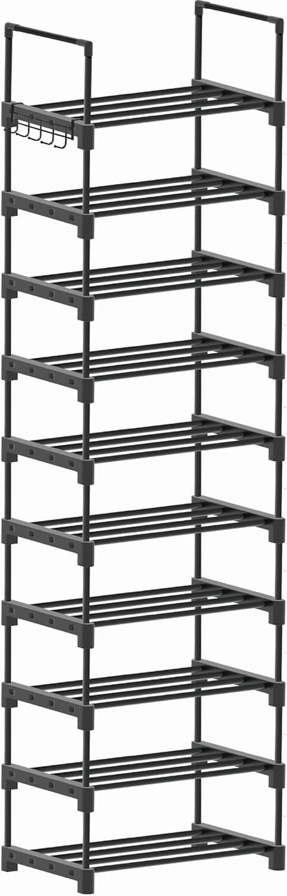 Shoe Rack, 10 Tier Metal Shoe Organizer, DIY Tall Shoe Storage Shelf ...