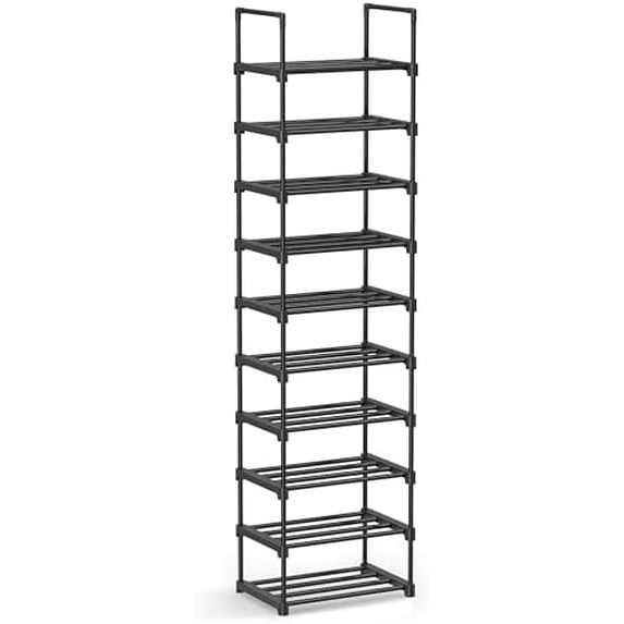 Shoe Rack, 10-Tier Shoe Organizer, Metal Storage Shelf, Upright or ...