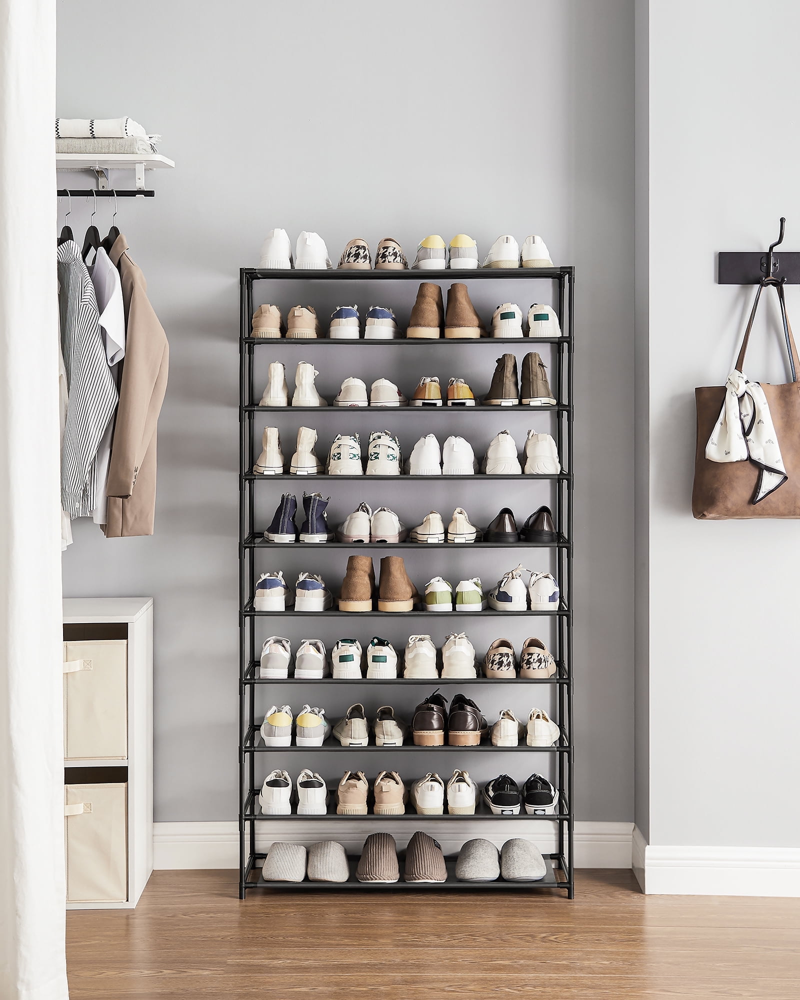 Shoe Rack, 10 Tier Shoe Shelf Holds Up to 40 Pairs Shoes, Metal Frame ...