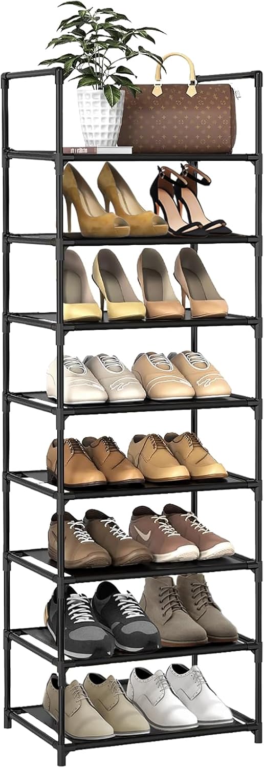 Shoe Rack 10 Tiers, 20-25 Pairs Shoe Organizer Storage Shelf Stand ...