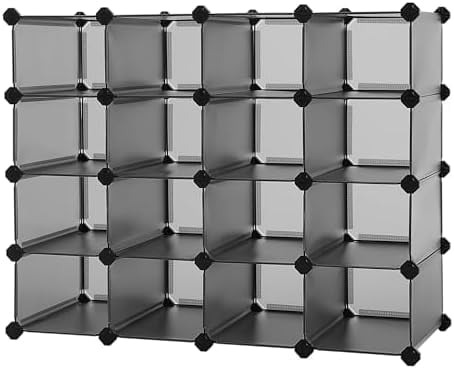Shoe Rack with 16 Cubes, Interlocking Plastic Shoe Organizer, DIY ...