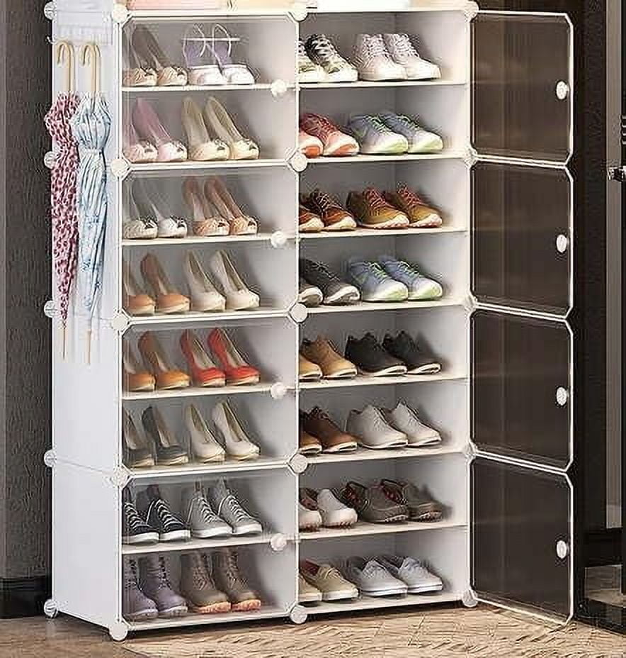 Shoe Rack, 24 Tiers Shoe Storage Cabinet 48 Pair Plastic Shoe Shelves ...