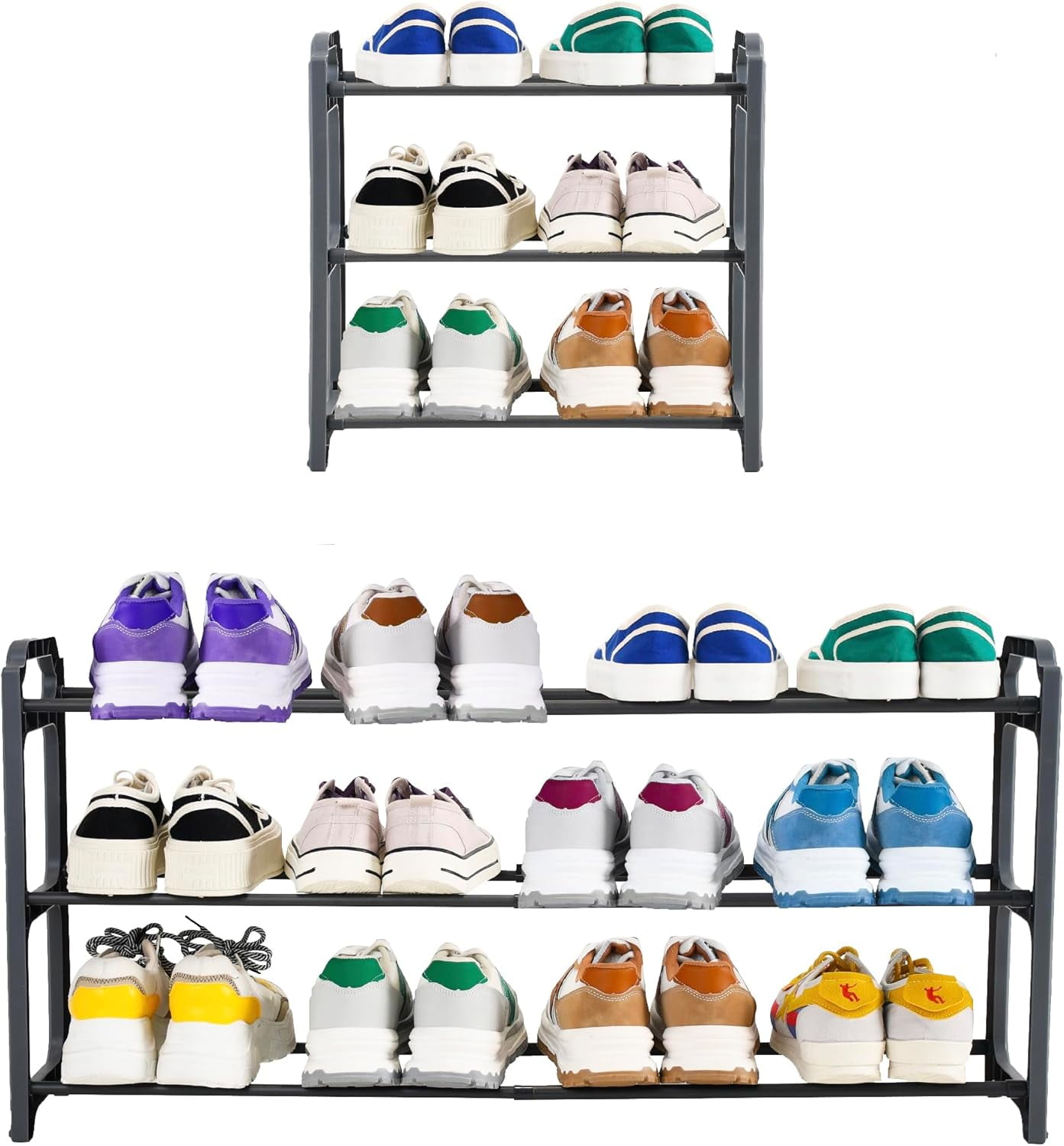 Shoe Rack, 3-Tier Expandable Shoe Rack for Closet Floor, Shoe Organizer ...