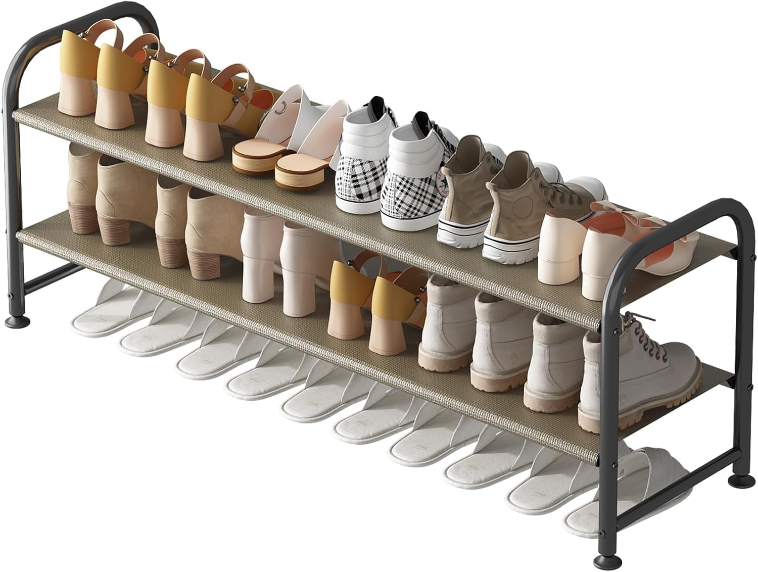 Shoe Rack 3 Tier Long Storage Organizer Wide Metal Shoe Shelf for ...