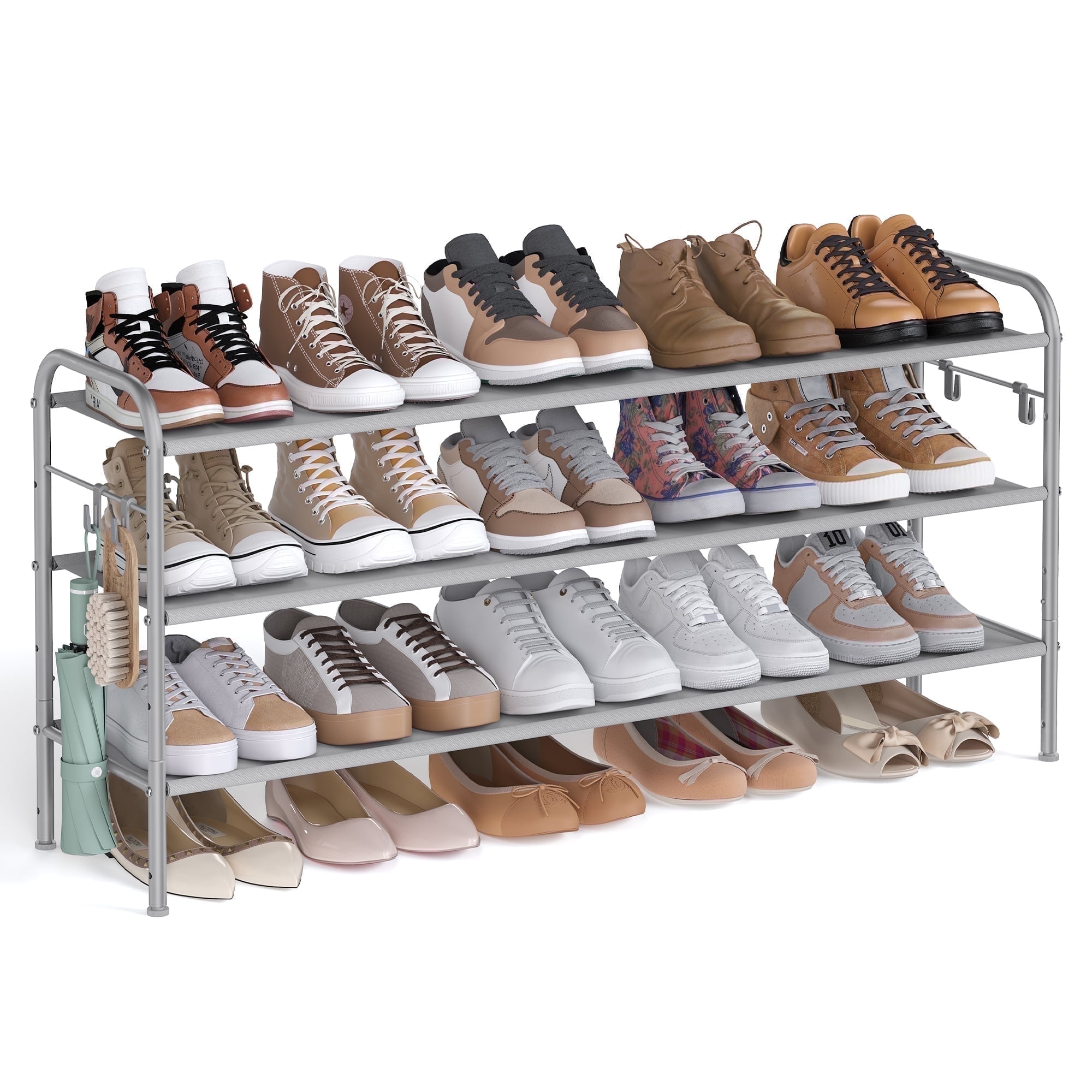 SONGMICS Shoe Rack, 3-Tier Adjustable Shoe Shelf Organizer, Holds 18 ...