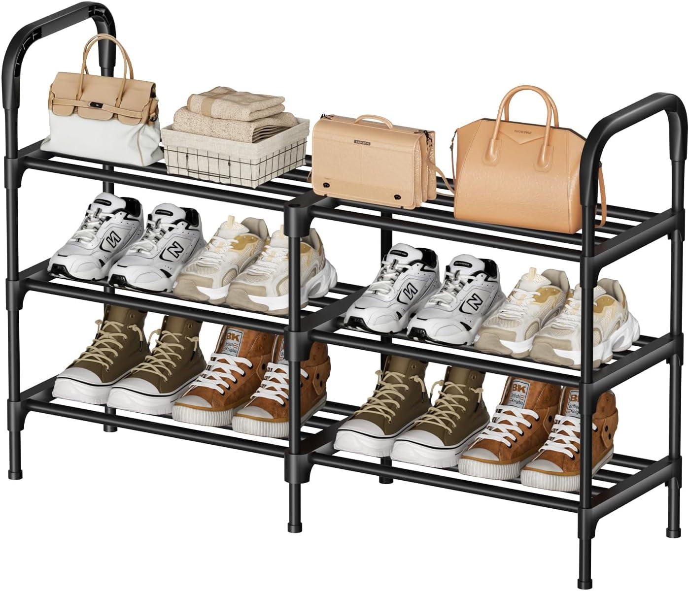 Shoe Rack, 3 Tier Shoe Storage, Metal Shoe Organizer, for Closet ...