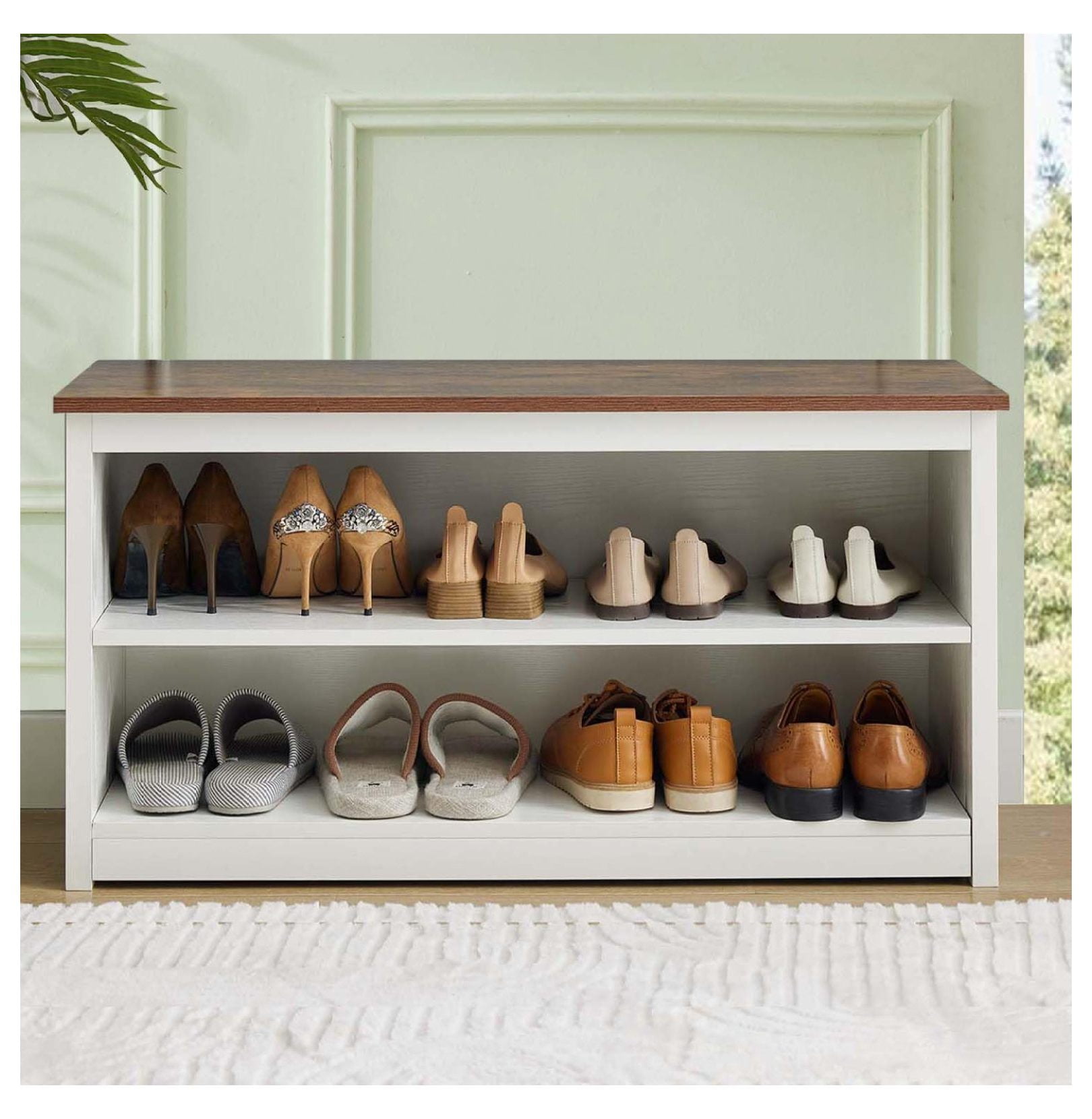 Shoe Rack 3-Tier, Wooden Shoe Organizer for Entryway - White Shoe Shelf ...