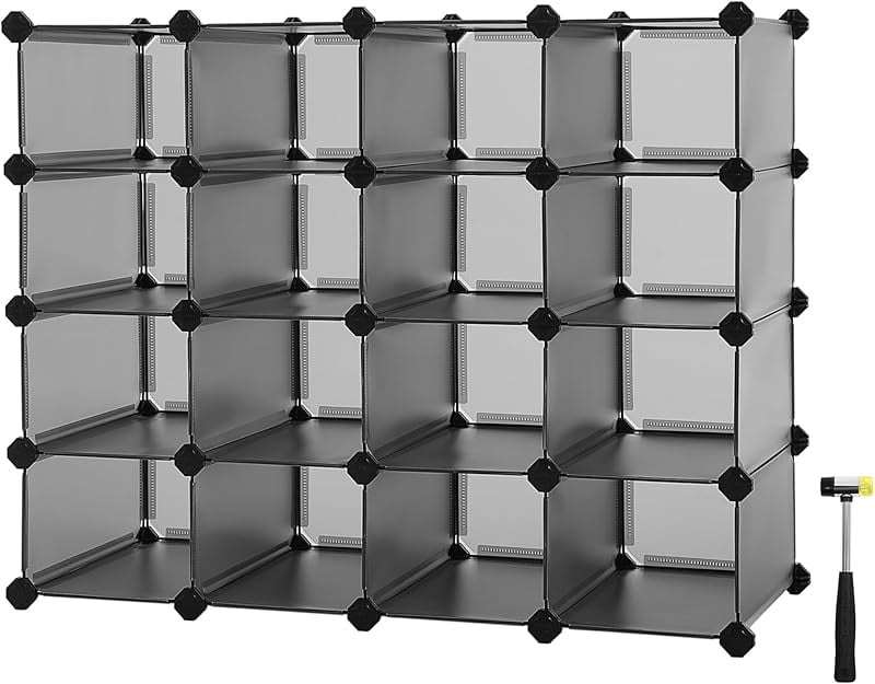 Shoe Rack with 32 Cubes, Interlocking Plastic Shoe Organizer, DIY ...