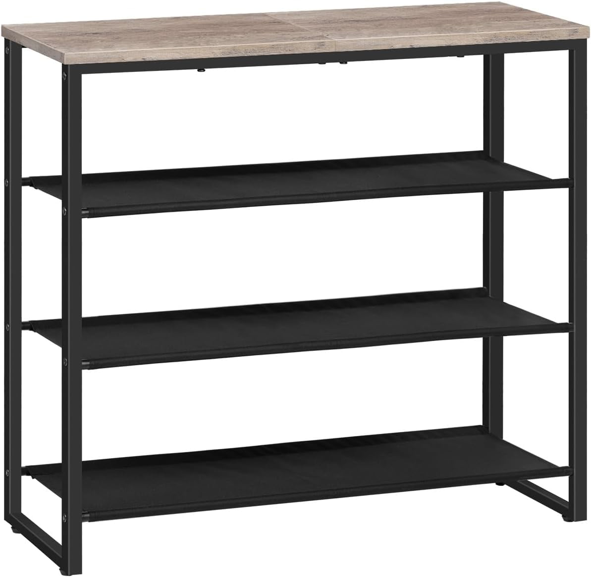 Shoe Rack, 4 Tier Shoe Storage Organizer with 3 Oxford Fabric Shelves ...