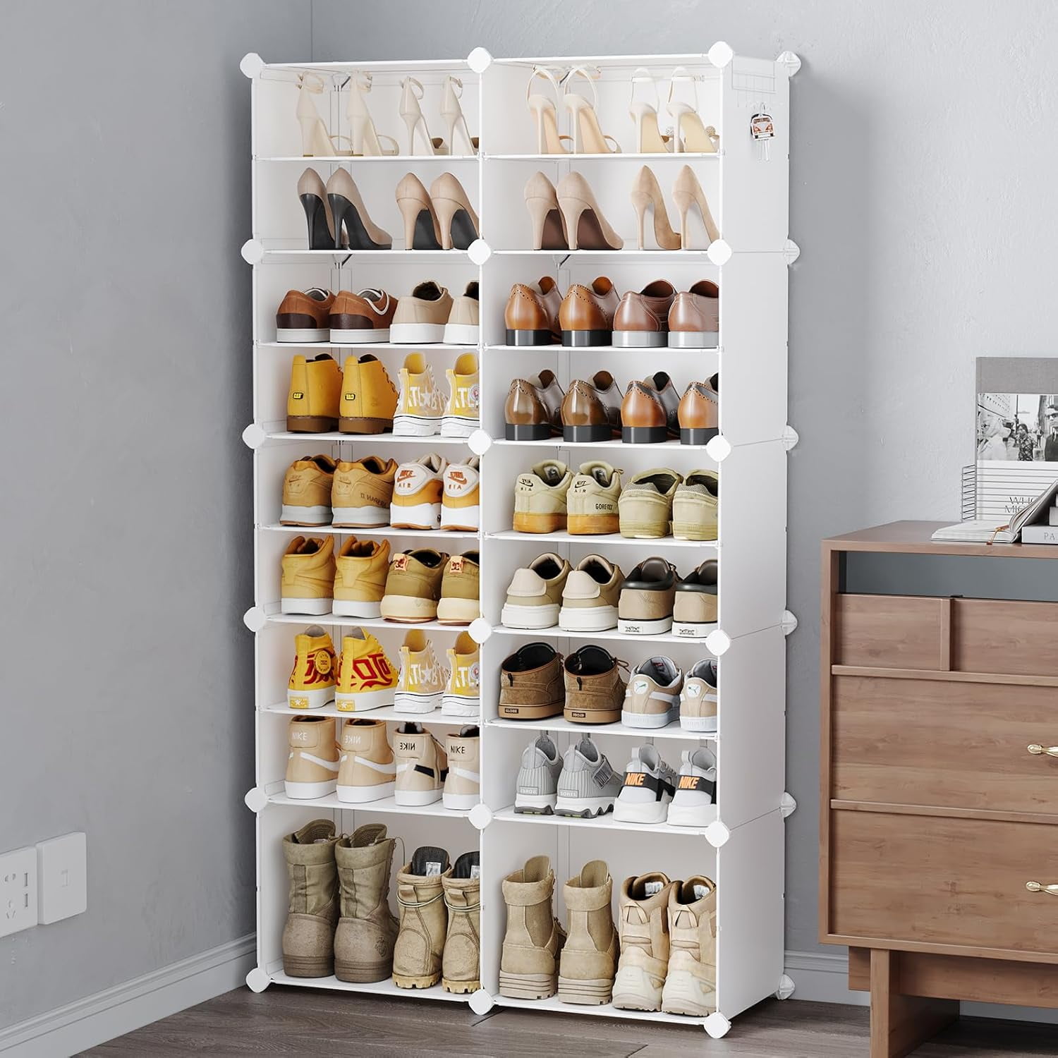 Shoe Rack,40 Pairs Shoe Organizer,10 Tier Tall Portable Shoe Storage ...