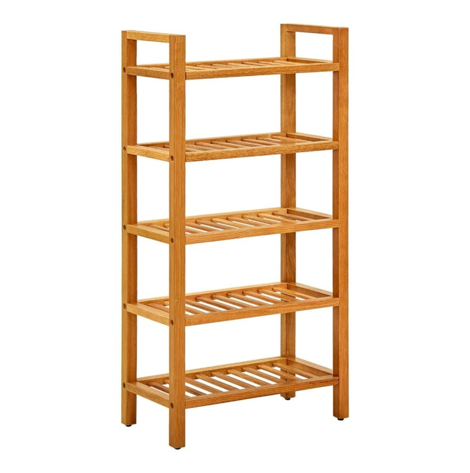 Shoe Rack 5 Tier - 19.7"x10.6"x39.4" Solid Oak Wood Shoe Organizer ...