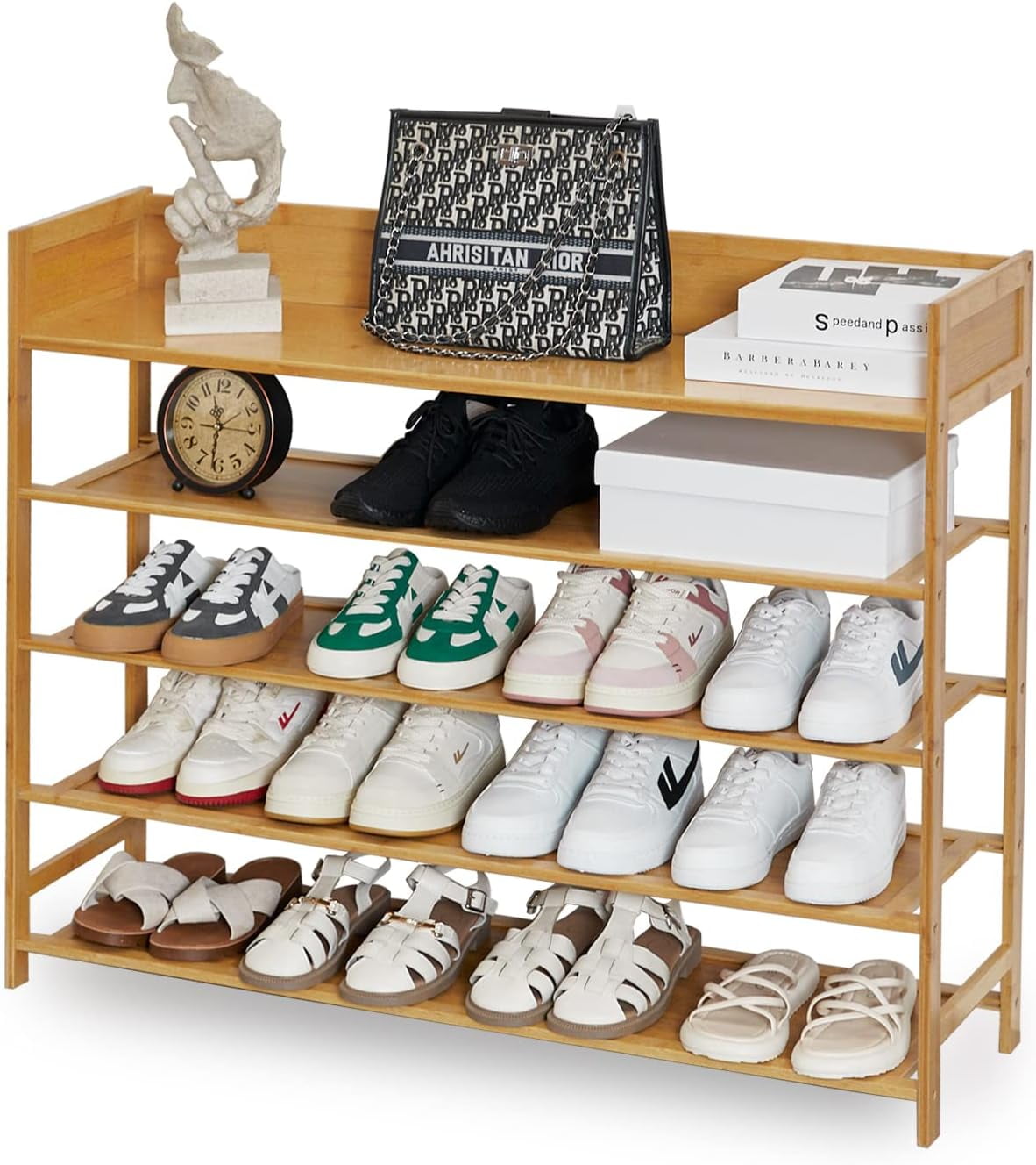 Shoe Rack, 5-Tier Bamboo Shoe Rack Organizer for Entryway Hallway ...