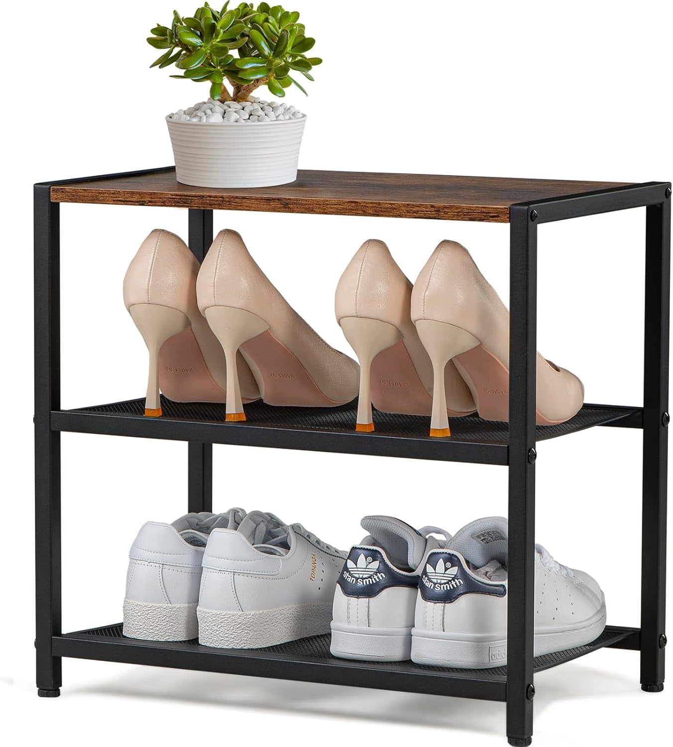 Shoe Rack, 5-Tier Narrow Shoe Shelf with Dense Metal Mesh, Durable ...