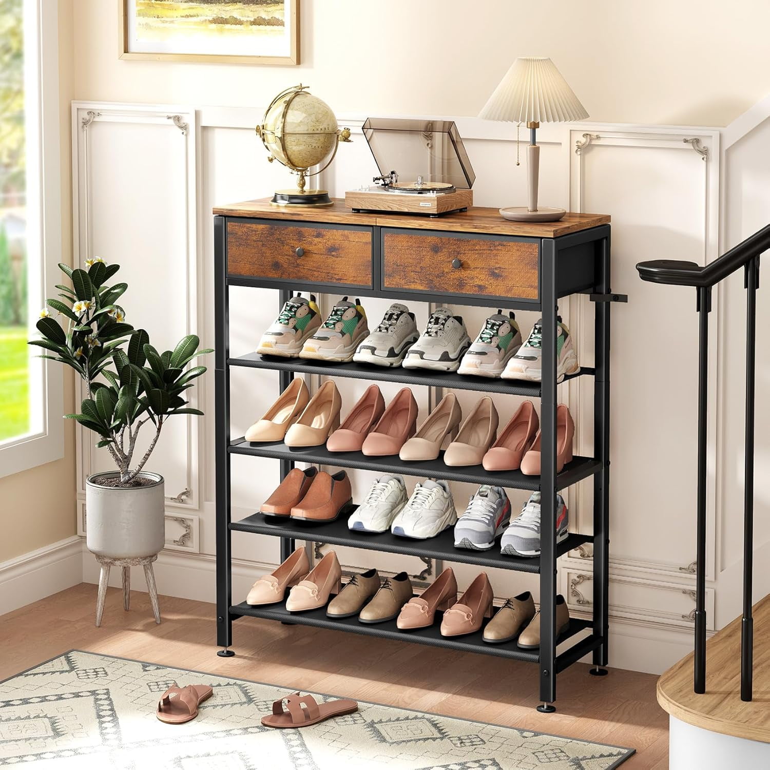 Shoe Rack, 5 Tier Shoe Organizer for 12-16 Pairs of Shoes, with 2 ...
