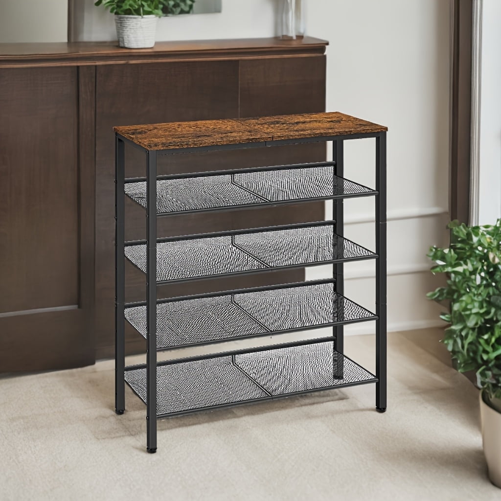 Shoe Rack, 5-Tier Shoe Storage Organizer with 4 Metal Mesh Shelves for ...