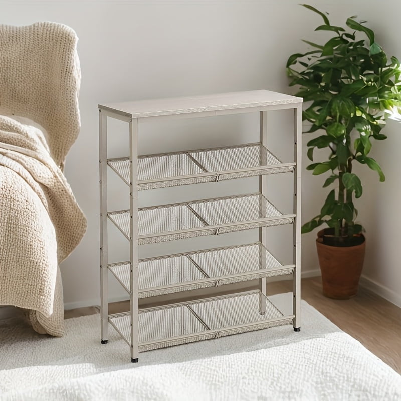Shoe Rack, 5-Tier Shoe Storage Organizer with 4 Metal Mesh Shelves for ...