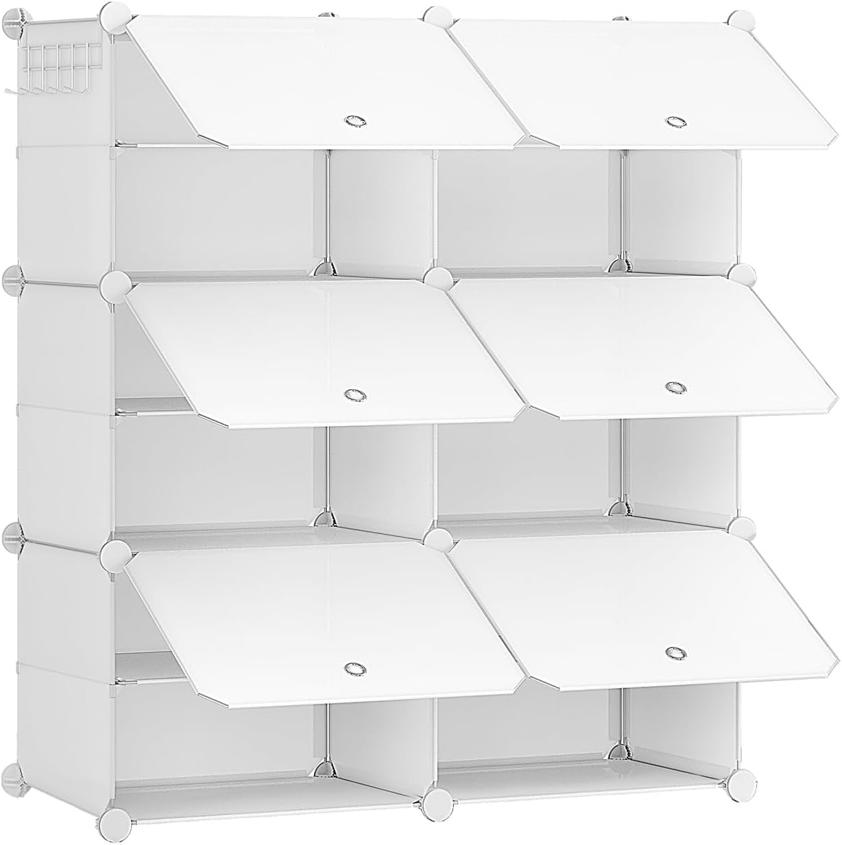 Shoe Rack, 6 Cubes Shoe Organizer with Doors, Plastic Panel Shoe ...