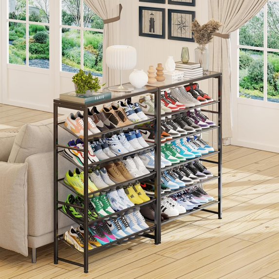 Shoe Rack, 6 Tier Shoe Organizer Holds 25 Pairs, Metal Shoe Storage ...