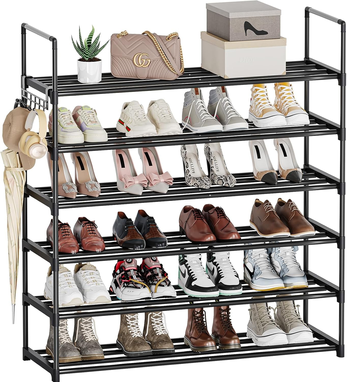 Shoe Rack, 6 Tier Shoe Organizer, Metal Shoe Rack for Closet, Shoe ...
