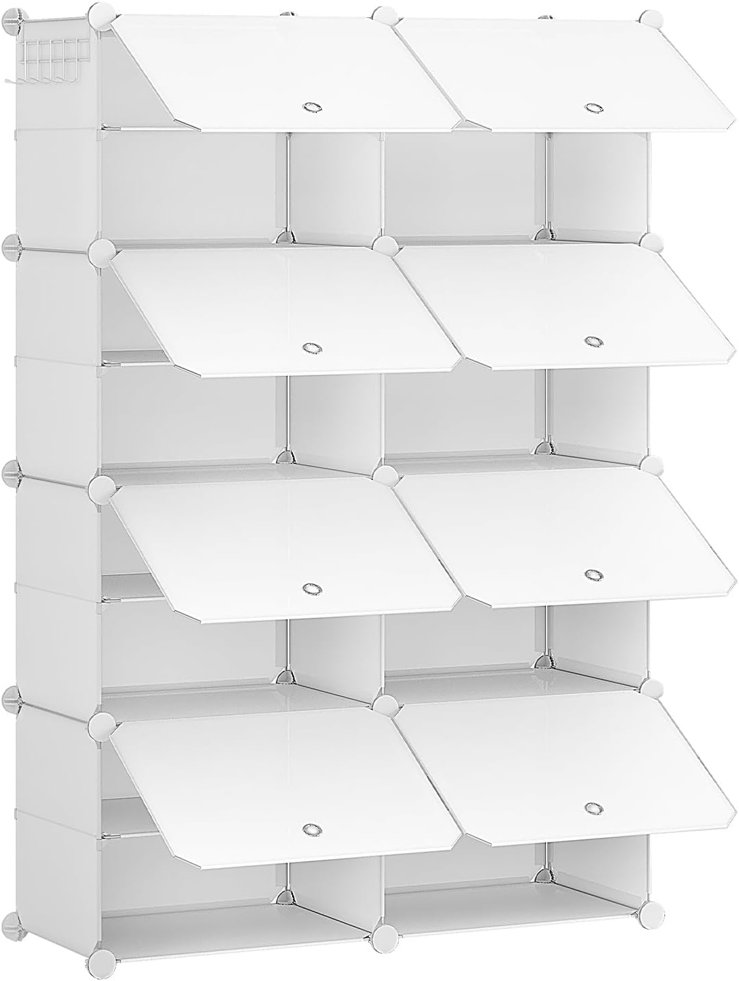 Shoe Rack, 8 Cubes Shoe Organizer with Doors, Plastic Panel Shoe ...